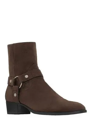 Saint Laurent Wyatt Harness Ankle Boots - Brown | Editorialist
